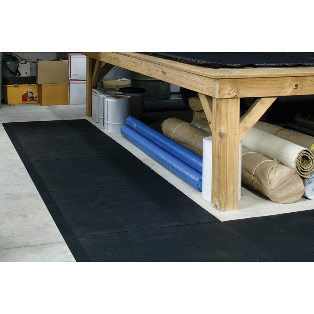 Work Mat MultiZone Rubber Mats 16mm 910mm X 910mm (Black) - Trade Products