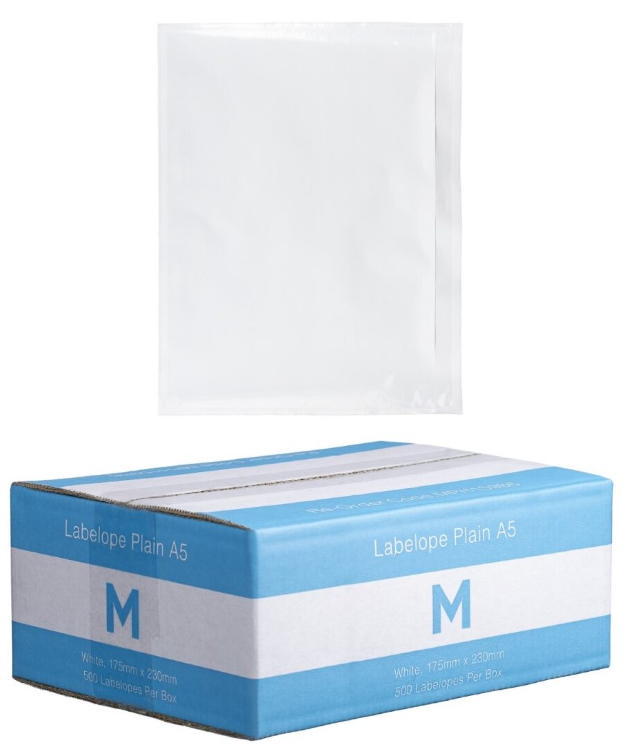Matthews Plastic Labelope Plain A5 - White, 175mm x 230mm (Box of 500 ...